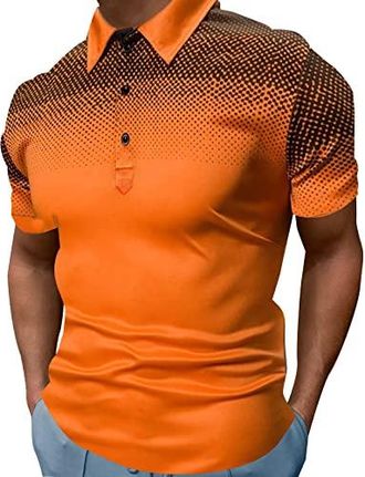 Generic Polo de travail facile dentretien pour homme - Polo tendance décontracté à manches courtes - T-shirt confortable à col montant - Polo de sport ample d