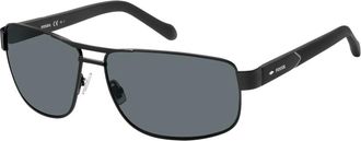 Fossil Homme, Accessoires, Noir, Taille: 63 MM Lunettes de soleil rectangulaires