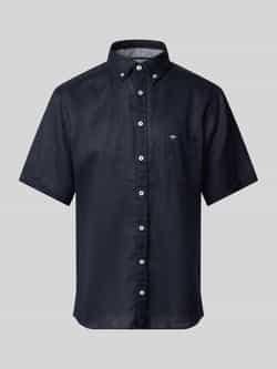 Fynch-Hatton Regular Fit Leinenhemd mit Button-Down-Kragen