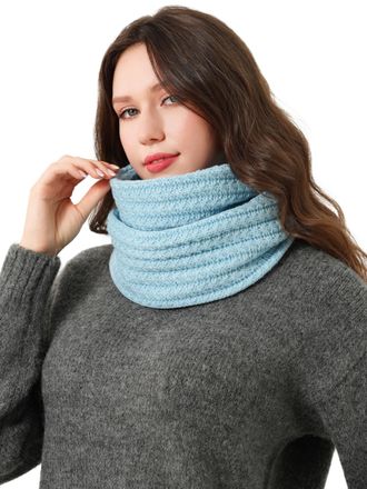 DonDon Schal Damen Winter Winterschal Strickschal Loop Schal Schlauchschal - Hellblau