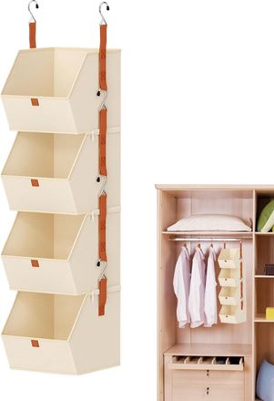 Generic Kleiderschrank-H&auml;ngeregal - 4-stufiger Stoff-Organizer, Faltbare Aufbewahrungsbox, platzsparendes Schranksystem | Praktischer Schlafzimmer-Organizer f
