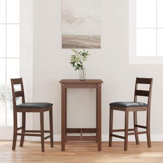 vidaXL vidaXL Barhocker mit Kissen 2 Stk. Braun Massivholz Gummibaum