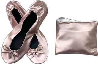 Minetom Ballerines Pliables Femmes Filles Confortable Pantoufle de Ballet Décontractées Plates Flats Danse Chaussures avec Sac A Rose Clair 39/40 EU
