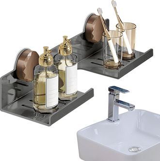 Generic Wandorganisator &uuml;ber Wasserhahnablage | Platzsparender abnehmbarer Saugbecher Kohlenstoffstahl Organizer f&uuml;r Parf&uuml;m-Display-Toilette W&auml;sche &uuml;ber Wasse