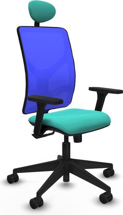 Piqueras y Crespo Moderner Drehstuhl mit 3D-Armlehnen, h&ouml;henverstellbarer Lendenwirbelst&uuml;tze und festem Kopfteil, ausgestattet mit 3 Positionen und Schneideschaum, Blau