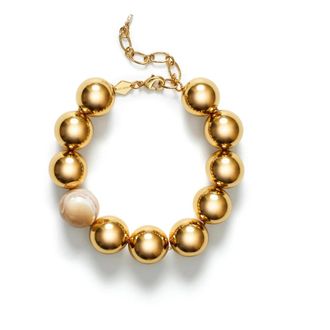 Anni Lu Gold Statement Armband mit Perlendetail - - Accessories - Damen - Gelb - ONE SIZE