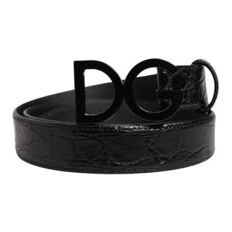 Dolce & Gabbana Exotic Leather Logo Buckle Belt - - Accessories - Herren - Schwarzk - ONE SIZE