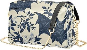 Mnsruu Sacs à bandoulière en cuir pour femme, sans couture, style gothique, chauve-souris, fleurs, sac à main