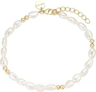 Noelani Armband 925 Sterling Silber Damen Armschmuck, mit Süßwasserzuchtperle, 16+3 cm, Gold, Kommt in Schmuck Geschenk Box, 2031718
