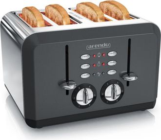 Arendo Toaster f&uuml;r 4 Scheiben, 1630 w, Automatik, Edelstahl, W&auml;rmeisolierendes Doppelwandgeh&auml;use, grau - Arendo