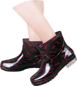 Generic Bottes dextérieur en caoutchouc pour femme pluie imperméables antidérapantes unisexes Confortable Antidérapant Chaussures Adhérence boue/glace Fourrur