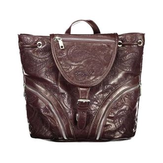 Desigual Sac &agrave; dos en cuir motif cachemire emboss&eacute; - Femme - Sacs - Brun - Taille: ONE Size