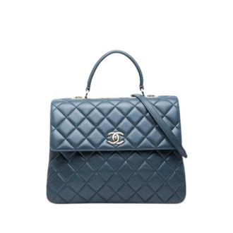 Chanel Sacoche d&eacute;paule Vintage Pre-owned en cuir dagneau matelass&eacute; - Femme - Pre-owned - Bleu - Taille: ONE Size