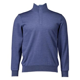 Paul & Shark Sommerwoll-Halbarmpullover mit Alcantara-Details - - Knitwear - Herren - Blau - M