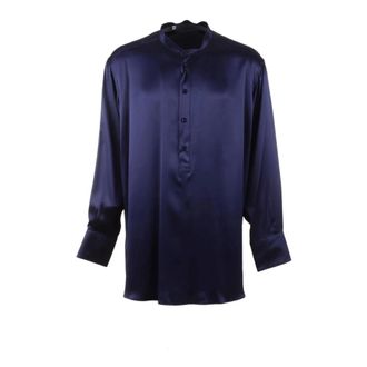 Dolce & Gabbana Homme, Chemises, Bleu, Taille: M Chemise &agrave; Manches Longues en Soie