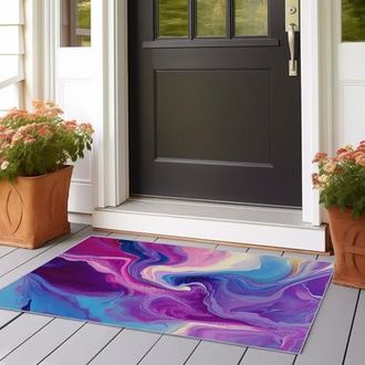 Generic Tapis de Passage Abstrait Tie-Dye Fluide Courbe 60 x 120 cm Antid&eacute;rapant et Lavable Interieur Rug, Rose-Violet Tapis de Couloir pour Entree Couloir Sa