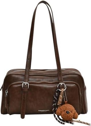 Generic Pu Boston Handbag Retro Underarm Sac Mini Boston Sac pour femmes les jours (marron)