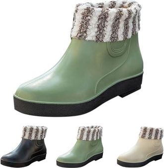 Generic Bottes de pluie imperm&eacute;ables pour femme avec doublure en peluche, chaussures en caoutchouc confortables, l&eacute;g&egrave;res, antid&eacute;rapantes, pour lext&eacute;rieur, le 