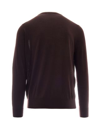 Ballantyne Mens Wool Crew-Neck Sweater Brown Jumpers