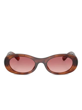 Miu Miu Eyewear lunettes de soleil &agrave; monture ovale - Marron