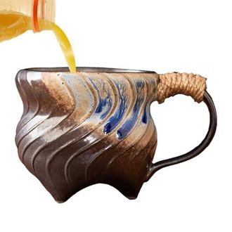 Generic Sghtil Tasse &agrave; th&eacute; en c&eacute;ramique, tasse &agrave; cappuccino, tasse &agrave; cappuccino de 270 ml avec corde &agrave; nouer, tasse &agrave; caf&eacute; portable en c&eacute;ramique pour caf&eacute; lai