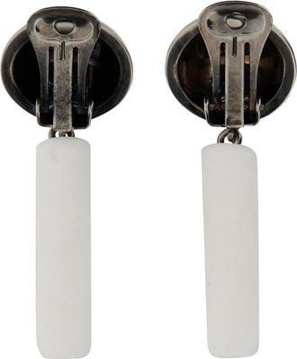 Moschino Logo Earrings - White