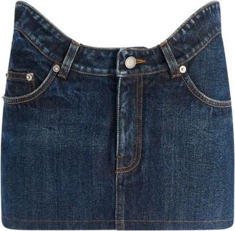 Jean Paul Gaultier Femme, Jupes, Bleu, Taille: W26 Mini-jupe en jean