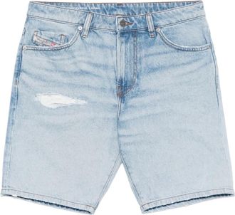Diesel short en jean &agrave; patch logo - Bleu