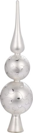 Magic Bodyfashion Christbaumspitze Ornament Glas 31cm mit 2 Kugeln Baumschmuck Weihnachtsbaumspitze Baumspitze Geschenk weiß matt