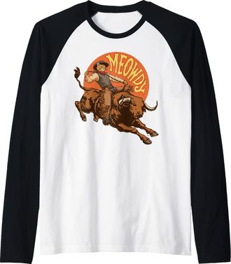 Giant Step Design Co. Meowdy! Funny Cat Cowboy Bull Rider Rodeo Kitty Raglan