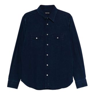Tom Ford Homme, Chemises, Bleu, Taille: L Denim Western Shirt