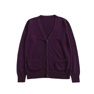 Generic Femmes Col V Solide Tricot Top Cardigan Mode Cardigan Printemps Fin Manches Longues Slim Vestes, violet, Taille XL