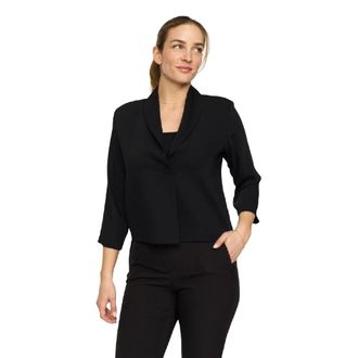 2-Biz Eleganter Blazer mit 3/4 &Auml;rmeln - - Jackets - Damen - Schwarzk - XL