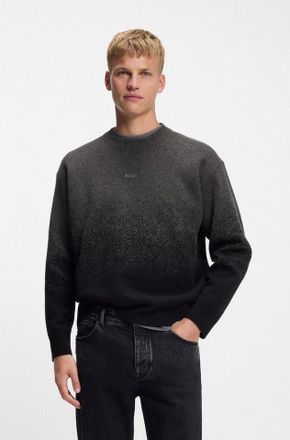 HUGO BOSS Jacquardpullover Kalbrush Rundhalsausschnitt, Relaxed Fit, Jacquard-Strick mit Farbverlauf