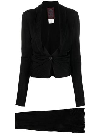 John Galliano tailleur-jupe à fronces (années 1990) - Noir