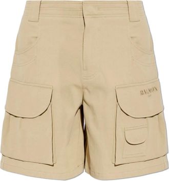 Balmain Homme, Shorts, Beige, Taille: XL Cotton Cargo Bermuda Shorts
