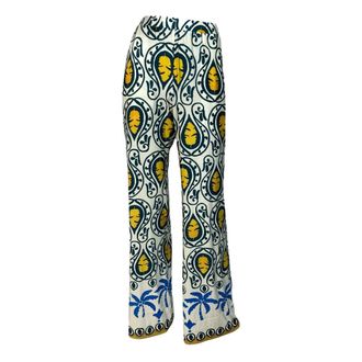 Ana Alcazar Blumenmuster Hohe Taille Weite Beine Hose Blau - - Trousers - Damen - Mehrfarbig - S