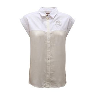 La Martina V-Ausschnitt Shirt in verschiedenen Stoffen - - Blouses & Shirts - Damen - Wei&szlig; - L