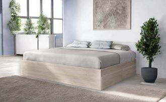 Dmora Doppelbett Caplone, Struktur des Container-Betts, Sommier mit Verkleidung, Matratzenhalterstruktur, 149x195 h39 cm, Eiche