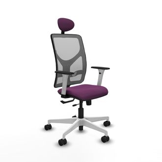 Piqueras y Crespo Schreibtischstuhl mit wei&szlig;en und schwarzen Armlehnen, h&ouml;henverstellbarer Lendenwirbelst&uuml;tze und festem Kopfteil, ausgestattet mit Syncro/Traslack. Gra