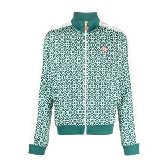 Casablanca Monogram-Jacquard-Zipper-Cardigan - - Sweatshirts & Hoodies - Herren - Gr&uuml;n - S