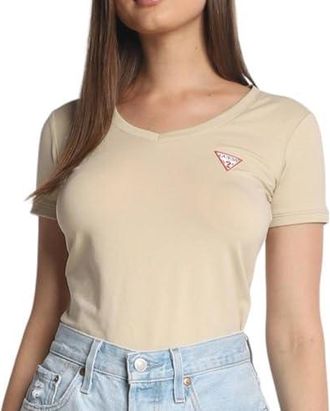 Guess T-Shirt Beige Femme Mini Triangle