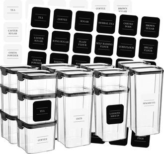 Argon Tableware Lebensmittelaufbewahrungsbeh&auml;lter Gesetzt - 4 Gr&ouml;&szlig;en - 16pc - Schwarz