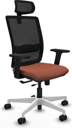 Piqueras y Crespo Ergonomischer Stuhl mit 2D-Armen, h&ouml;henverstellbare Lendenwirbelst&uuml;tze und h&ouml;henverstellbares Kopfteil, Schwarz / Braun