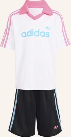 adidas Originals Adidas Originals Poloshirt Und Shorts Set, Locker Geschnitten, Nadelstreifen weiss