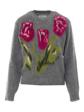 Maison Margiela Pull Col Rond - Gris