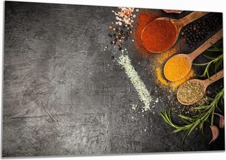 Wallario Herdabdeckplatte/Spritzschutz aus Glas, 1-teilig, 80x52cm, für Ceran- und Induktionsherde, Löffel mit verschiedenen Gewürzen