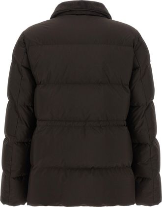 Kiton Su&egrave;de-Front Drawstring Down Jacket - Black