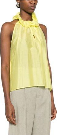 Twinset Femme, Blouses et Chemises, Jaune, Taille: 38 FR Haut dos nu &agrave; volants