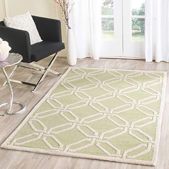 Safavieh Modern Teppich für Wohnzimmer, Esszimmer, Schlafzimmer - Cambridge Collection, Kurzer Flor, Limette und Elfenbein, 91 X 152 cm